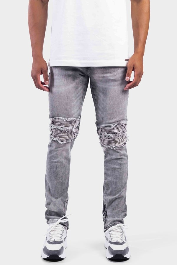 RIVERO - ZIP DENIM JEANS GREY – Concept R